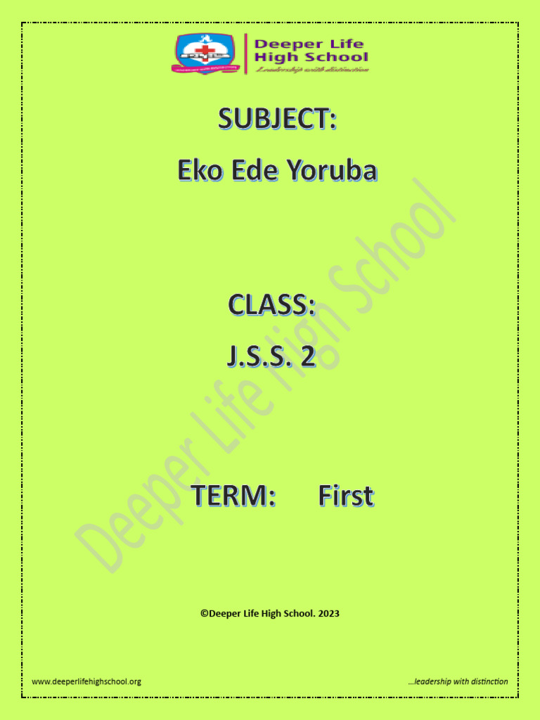 JS2 Yoruba L2 1ST Term E-Note | PDF
