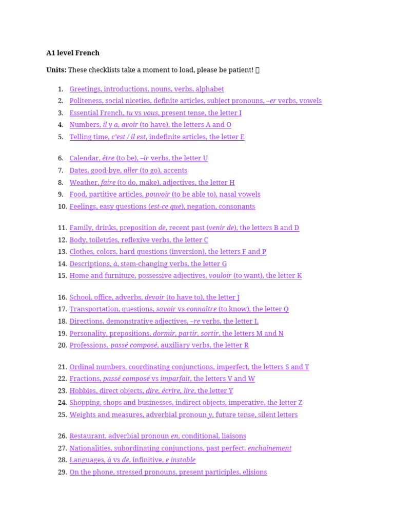 A1 level French | PDF