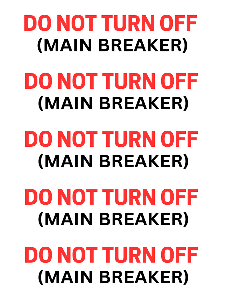 Do Not Turn Off The Main Breaker | PDF