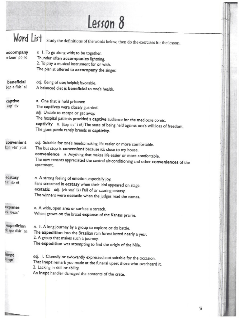 Wordly Wise Lesson 8 | PDF