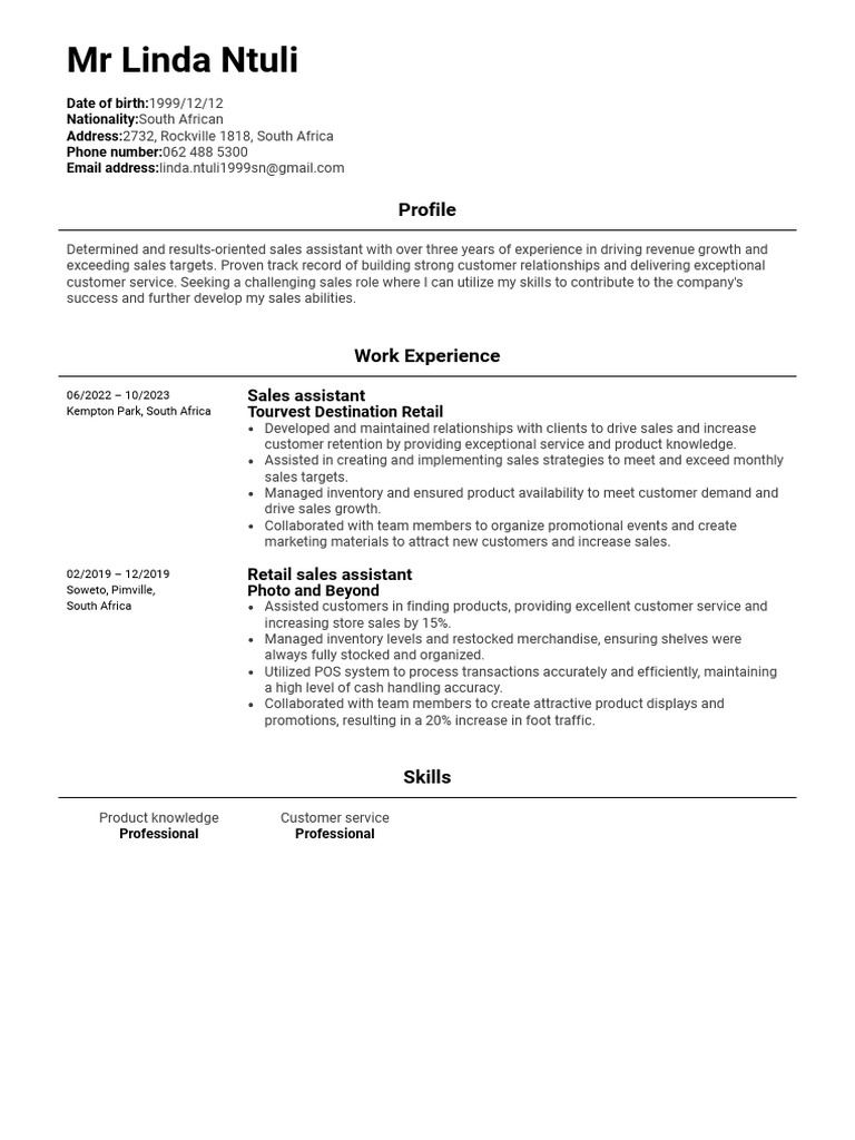 (Free Copy) My Resume | PDF | Sales | Retail