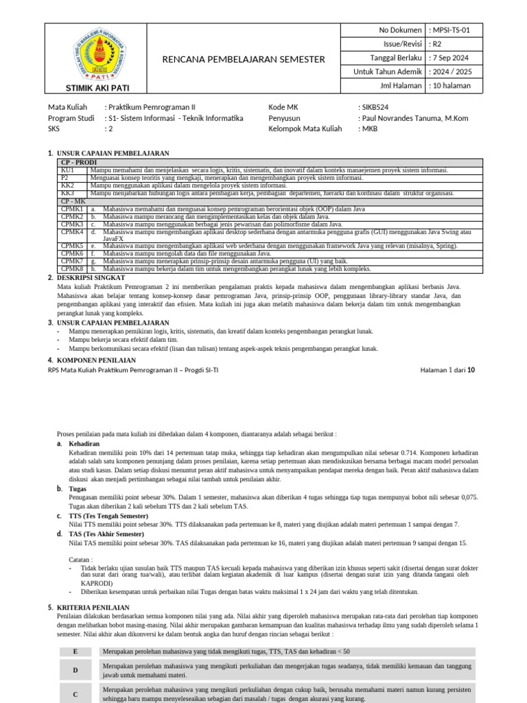 RPS Praktikum-Pemrograman | PDF