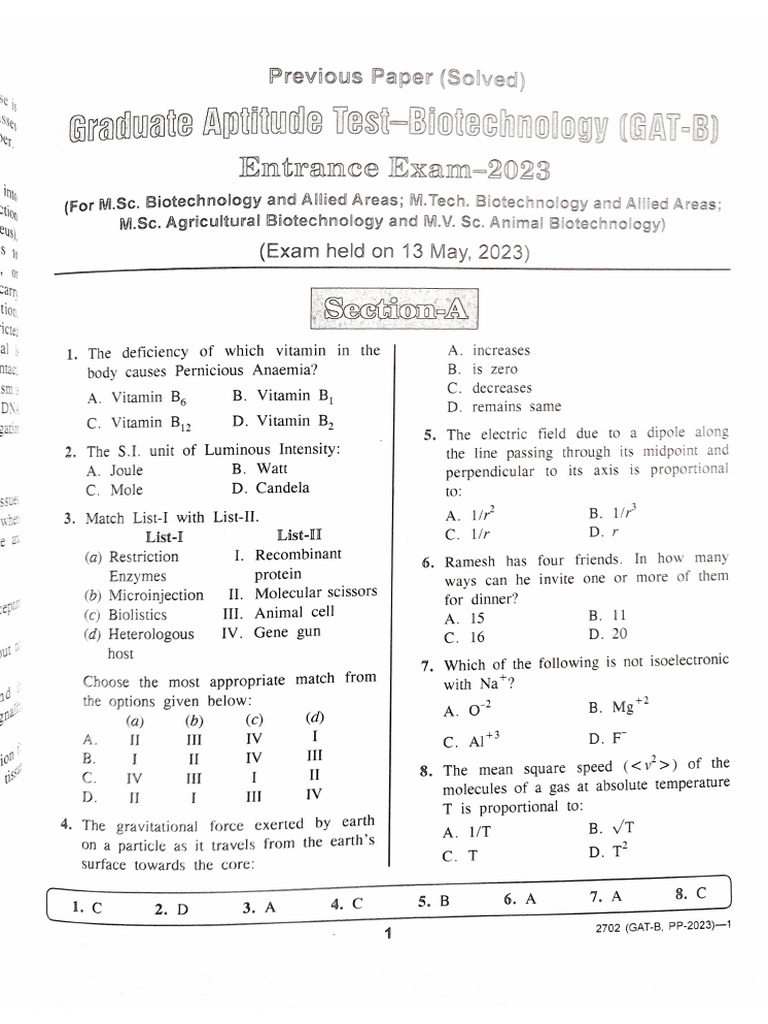 Gat-b pyq 2023 | PDF