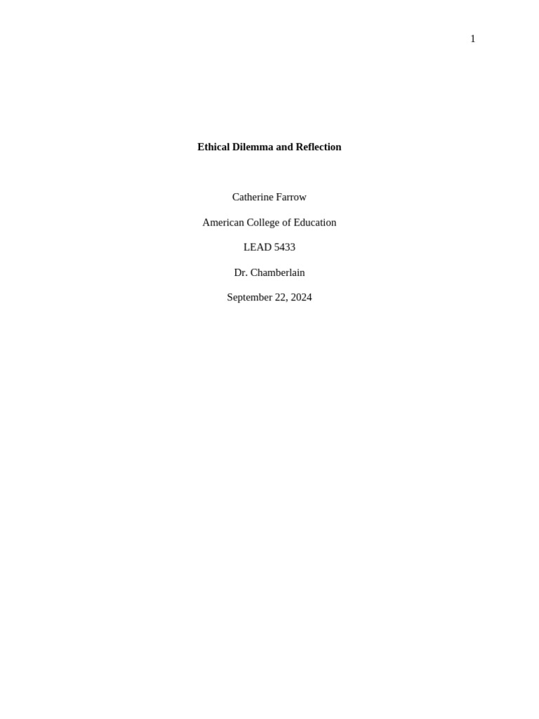 LEAD5433 Assignment 5 Ethical Dilemma and Reflection | PDF | Leadership ...