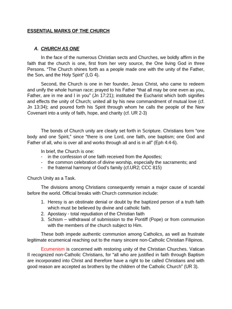 IV Essential Marks of The Church | PDF | Catholic Church | Apostle