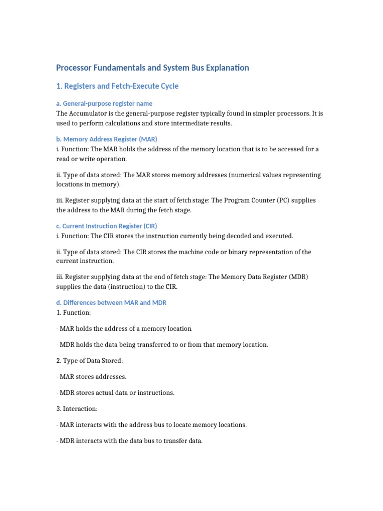 Processor Basics: Registers and Buses Explained | PDF | Central Processing Unit | Computer Data ...