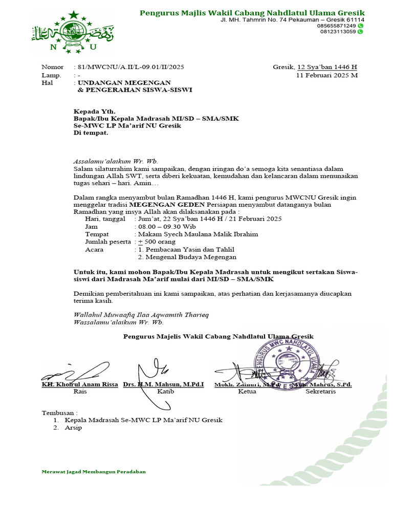 Undangan Megengan Geden Ramadhan 1446 H | PDF