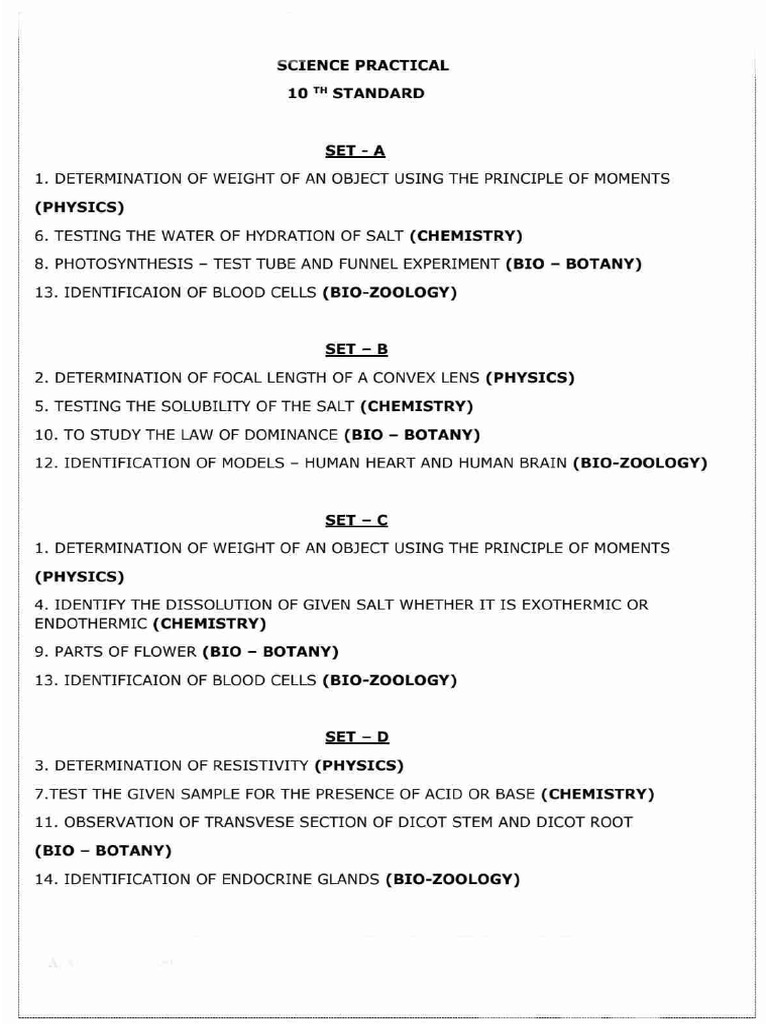 10 TH Science Practical EM | PDF