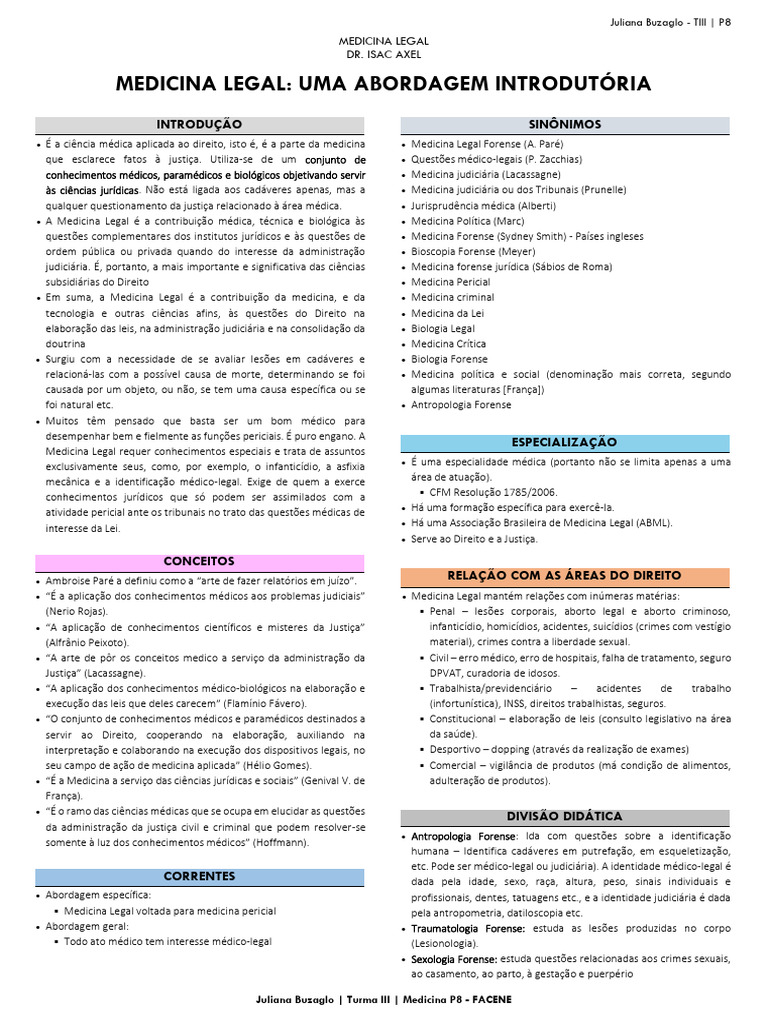 ML - Medicina Legal Uma Abordagem Introdutória (Dr. Isac) - U1 | PDF ...