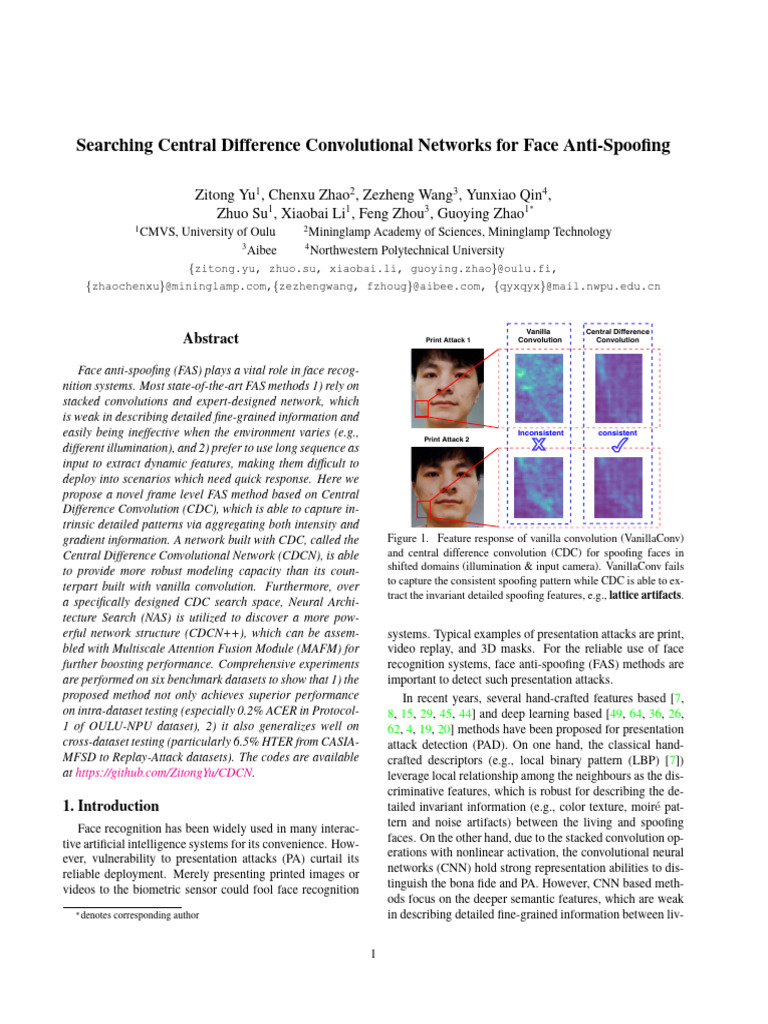 Yu Et Al_2020_Searching Central Difference Convolutional Networks for Face Anti-Spoofing | PDF ...