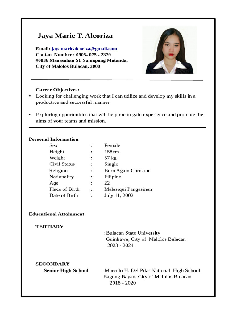 Resume Alcoriza Jm... | PDF