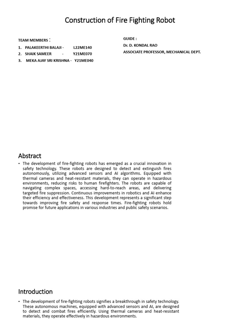 Development of fire fighting robot | PDF | Arduino | Firefighting