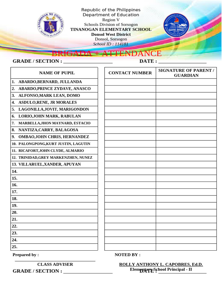 Attendance - General PTA Meeting GRADE 2B | PDF | Philippines | Public Administration