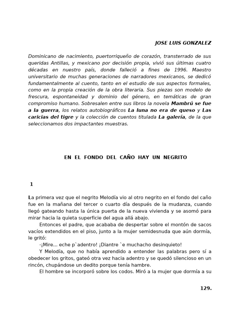 JOSE LUIS GONZALEZ - en El Fondo Del Caño Hay Un Negrito | PDF