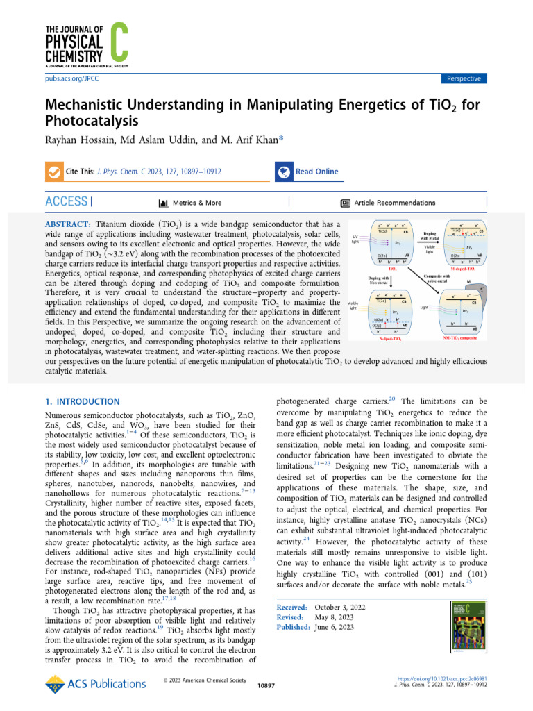Hossain Et Al 2023 Mechanistic Understanding in Manipulating Energetics ...