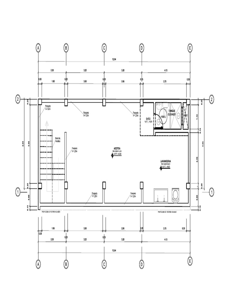 Plano de Azotea y Tanque Elevado | PDF