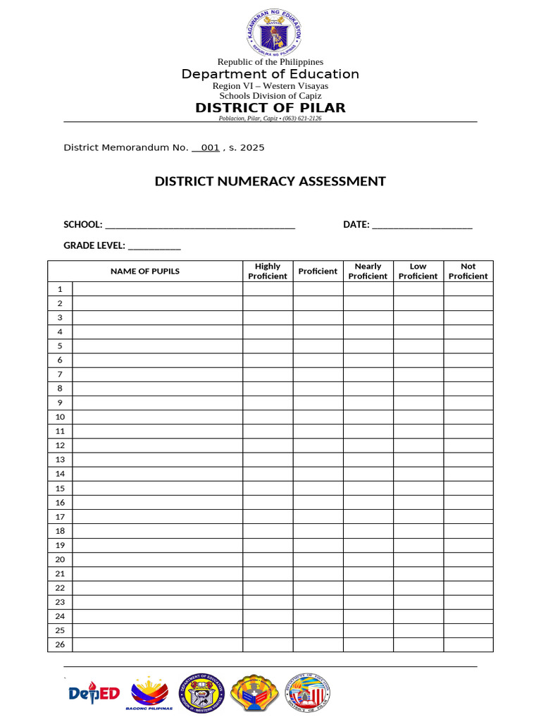 Monitoring Tool Numeracy | PDF