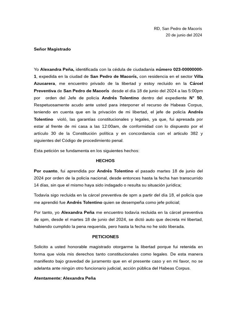 Carta de Habeas Corpus | PDF