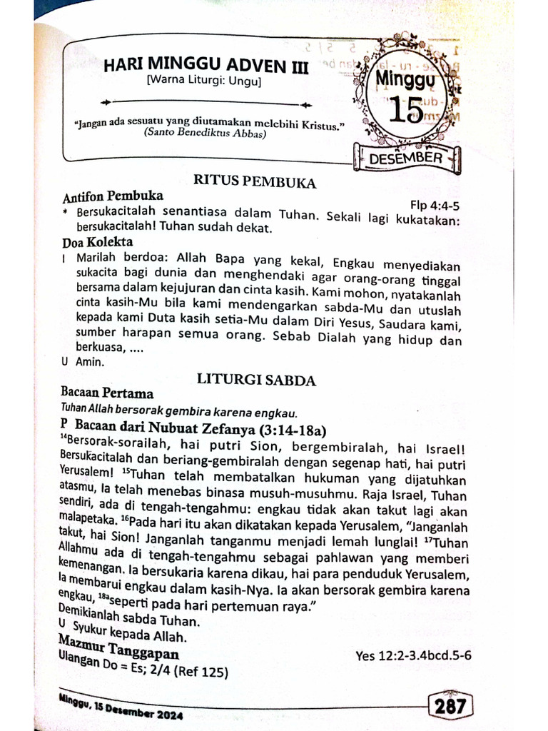 Ibadat Sabda Minggu Adven III | PDF