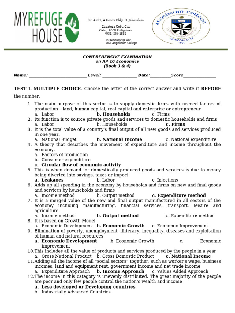 AP 10 Economics Comprehensive Exam | PDF | Taxes | Fiscal Policy