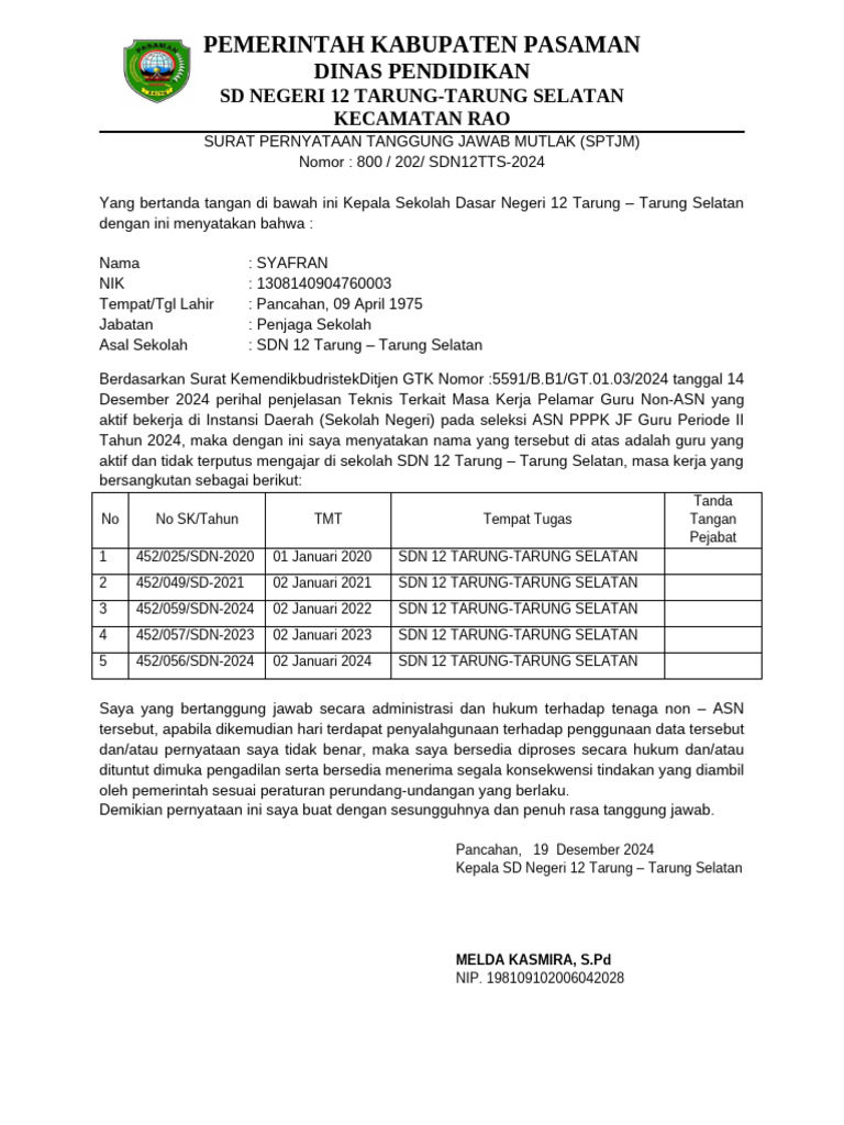 SPTJM PPPK 2024.docx syafran | PDF