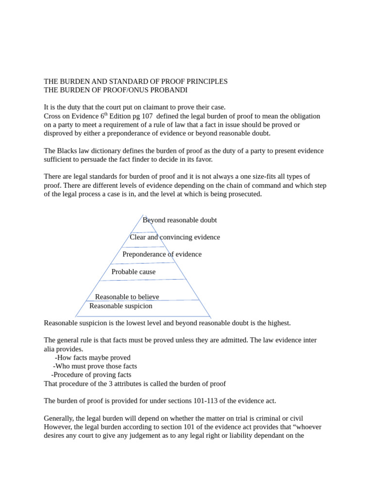 Standard and Burden of Proof Principles | PDF | Burden Of Proof (Law ...