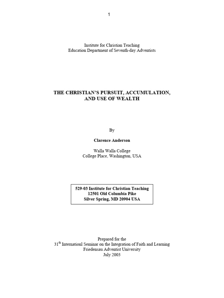 Christian Pursuit and Accumulation of Wealth | PDF | Capitalism | Jesus