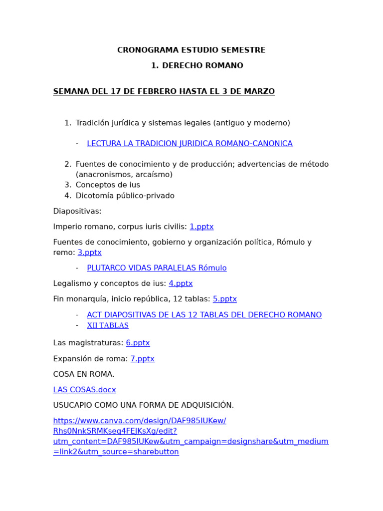 Cronograma Estudio Semestre | PDF