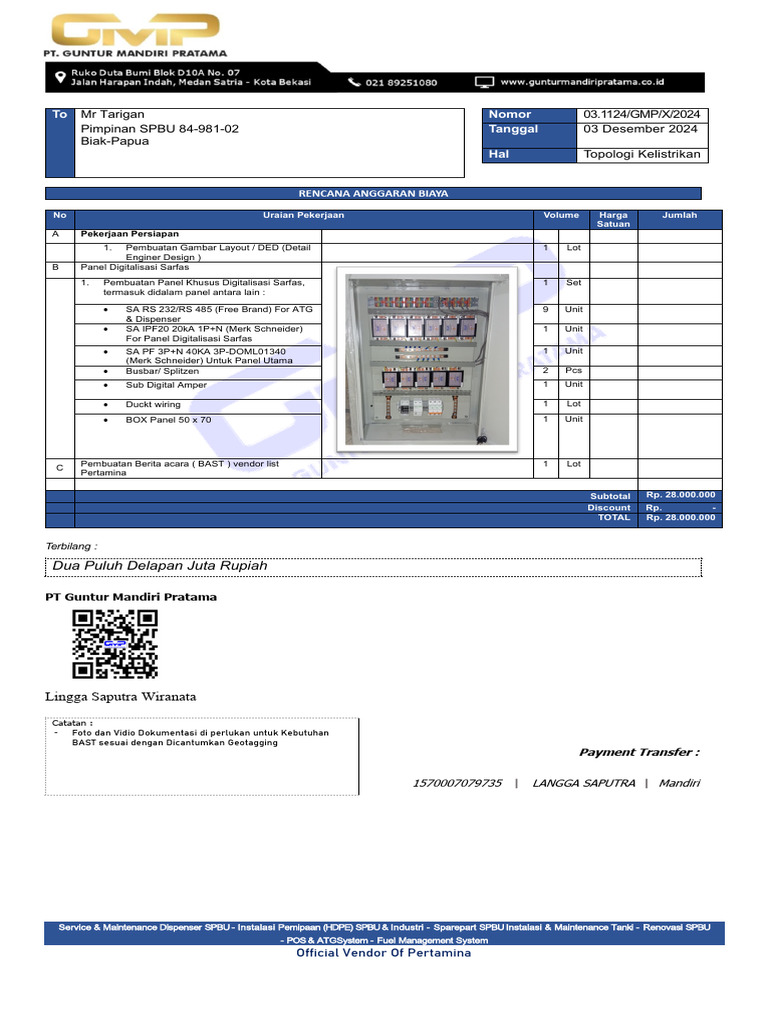 RAB BOX PANEL TOPOLOGI KELISTRIKAN SPBU 84-981-02 Biak-GMP | PDF