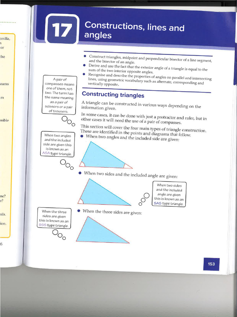 Y8 Chapter 17 - Constructions, lines and angles | PDF