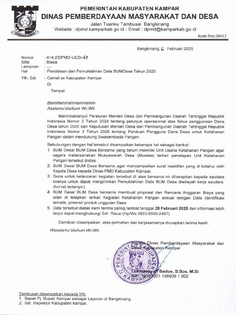 Pemutakhiran Data BUMDes | PDF