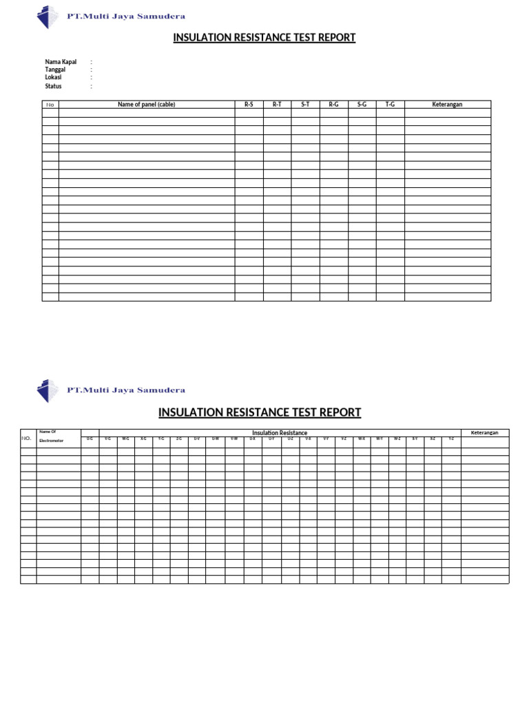 Form Megger Test. Print | PDF