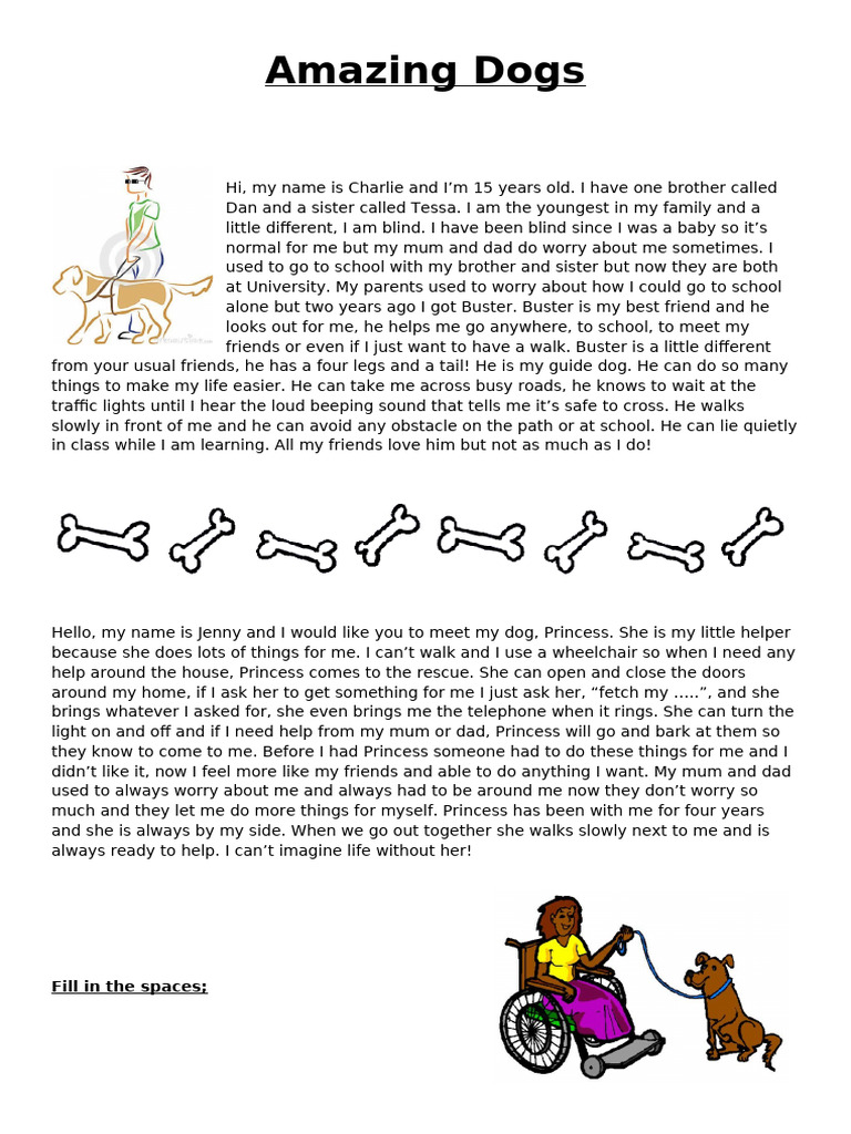 Amazing-Dogs-Reading-Comprehension-Exercises Can Can T | PDF