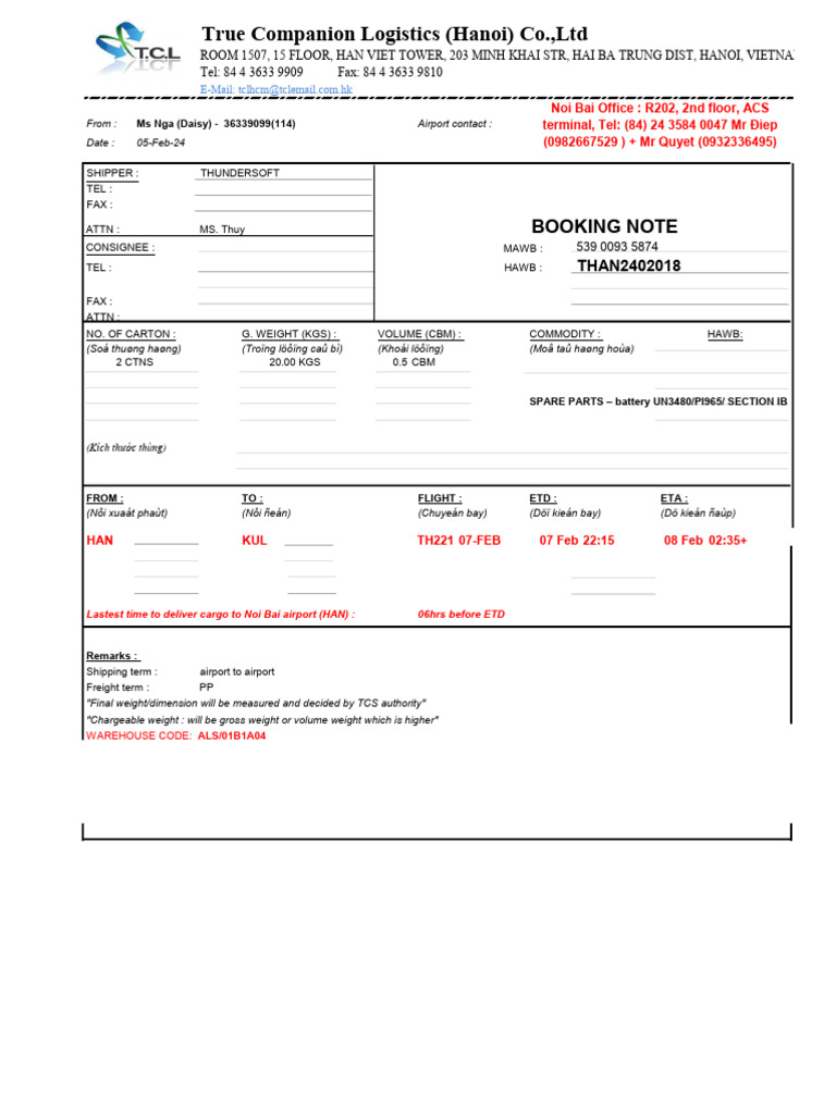 BOOKING AIR HAN- RVS | PDF
