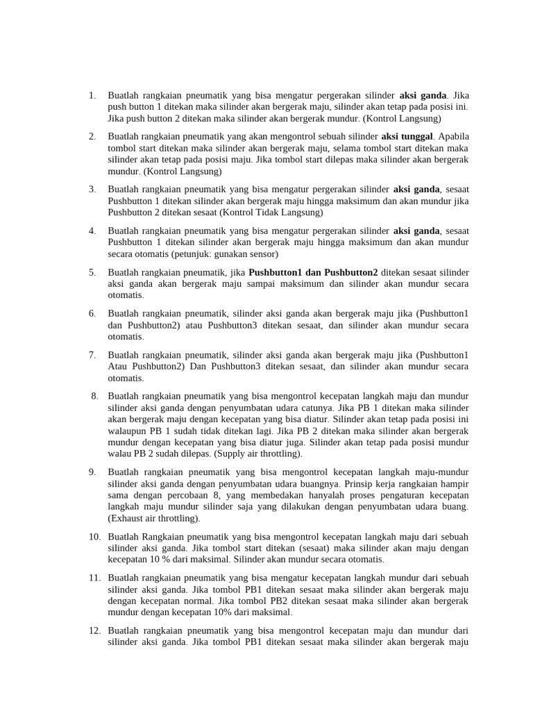Soal Praktik Rangkai Pneumatik Pure | PDF