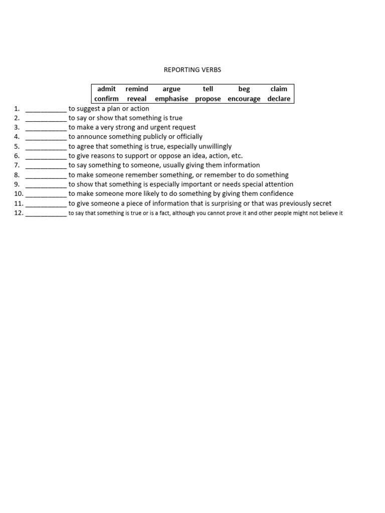 voca - reporting verbs | PDF