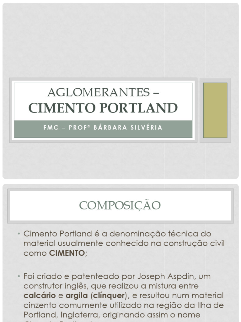 Tipos e Propriedades do Cimento Portland | PDF | Cimento | Material ...