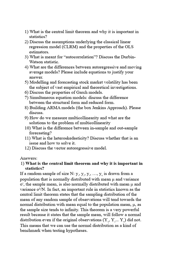 Set Domande Econometria 2 | PDF | Linear Regression | Ordinary Least Squares