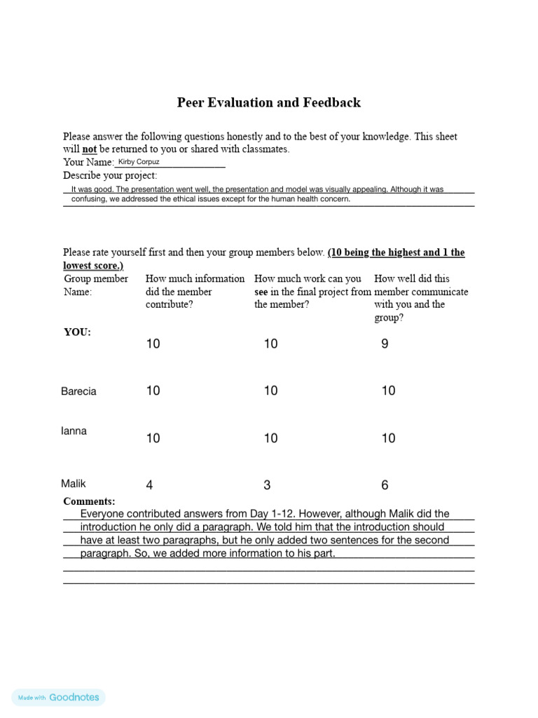 Evaluation Sheet | PDF