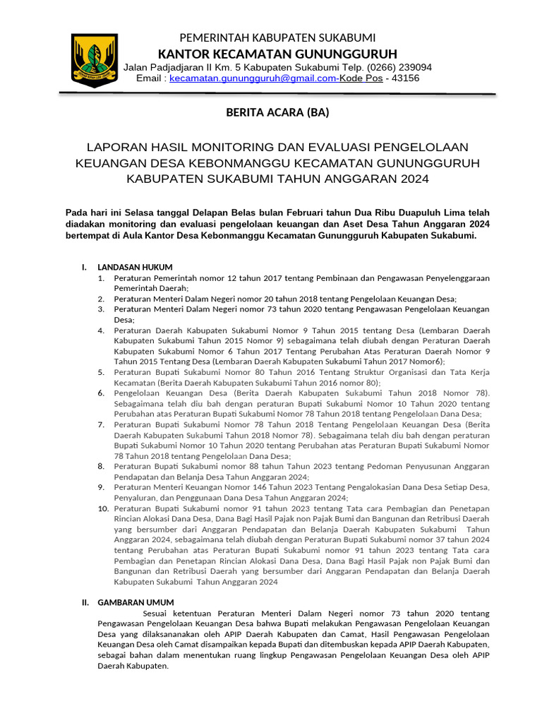 Laporan Monev Keuangan Desa 2024 | PDF