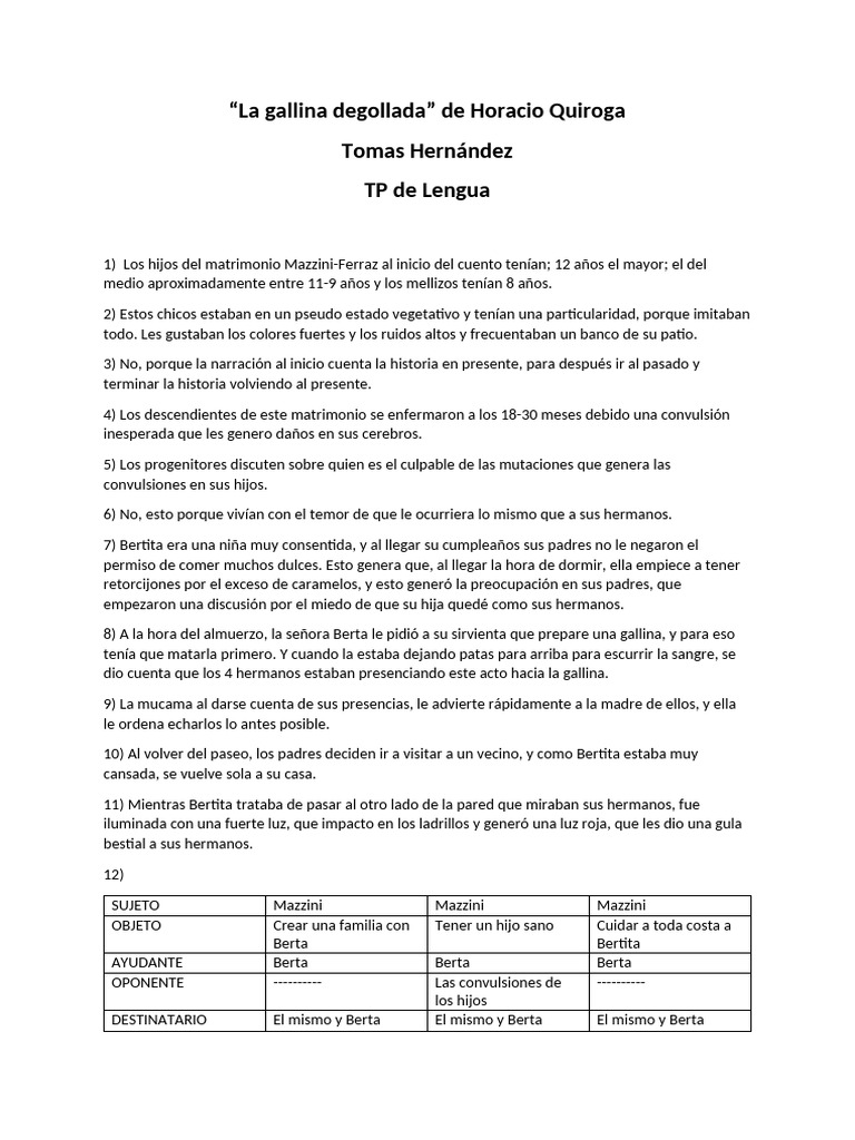 "La Gallina Degollada" de Horacio Quiroga | PDF