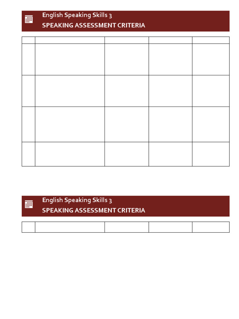 Speaking Assessment Criteria | PDF | Fluency | Vocabulary