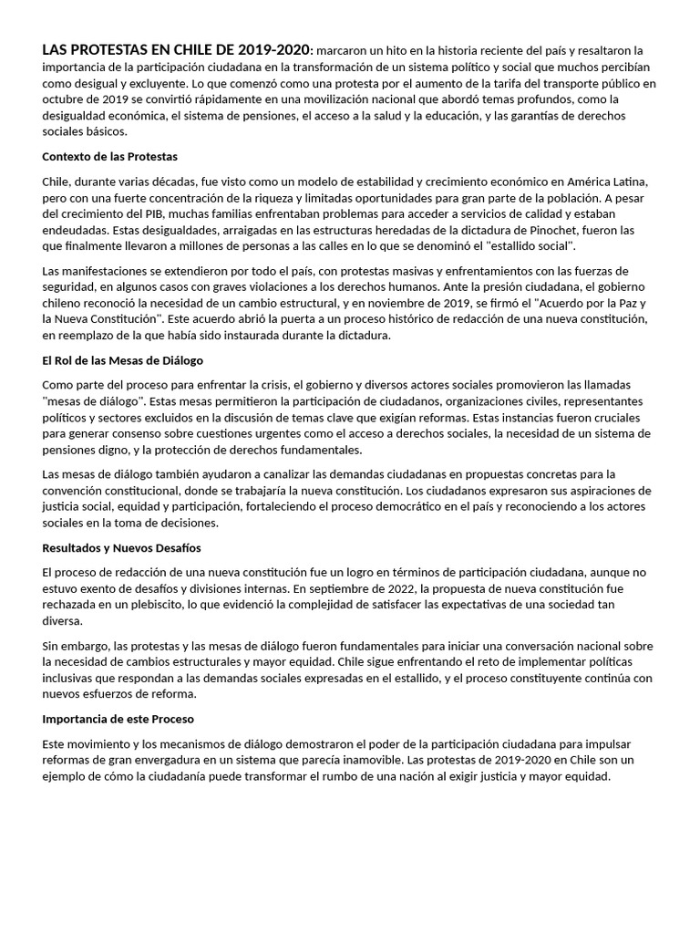 Las Protestas en Chile de 2019 | PDF | Chile | Desigualdad social