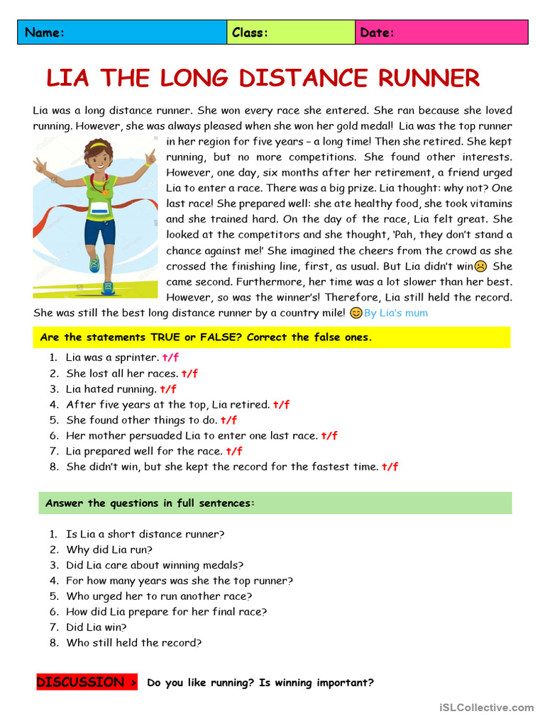 Lia The Long Distance Runner | PDF
