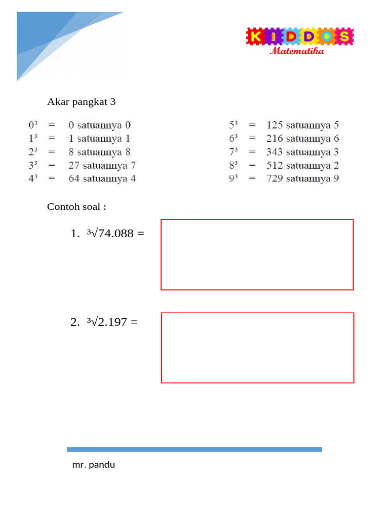 Soal Akar Pangkat 3 | PDF