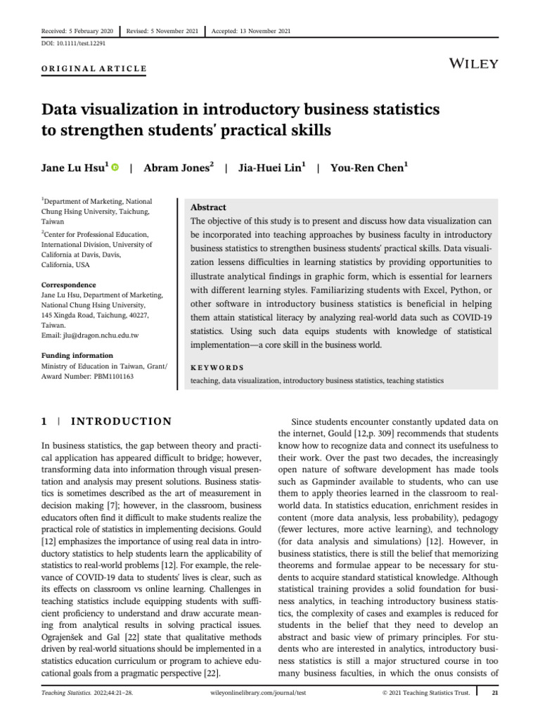 Data Visualization - Publication - Teaching Statistics - With - VolumeIssuePages | PDF | Data ...