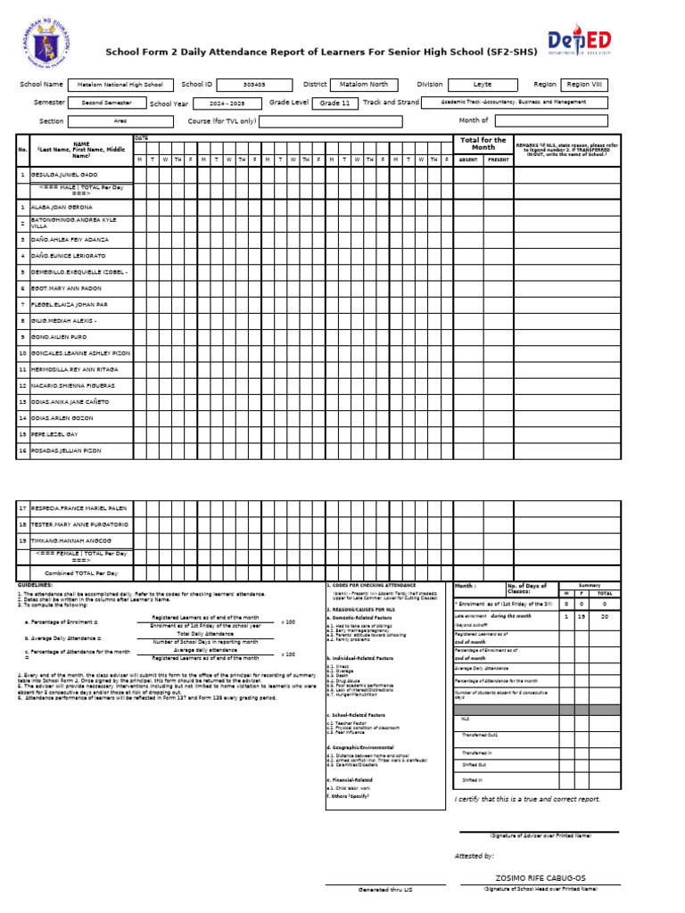 School Form 2 (SF 2) (9) | PDF | Childhood | Social Psychology