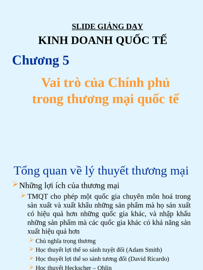 Chương 5 - Vai trò của chính phủ trong TMQT | PDF