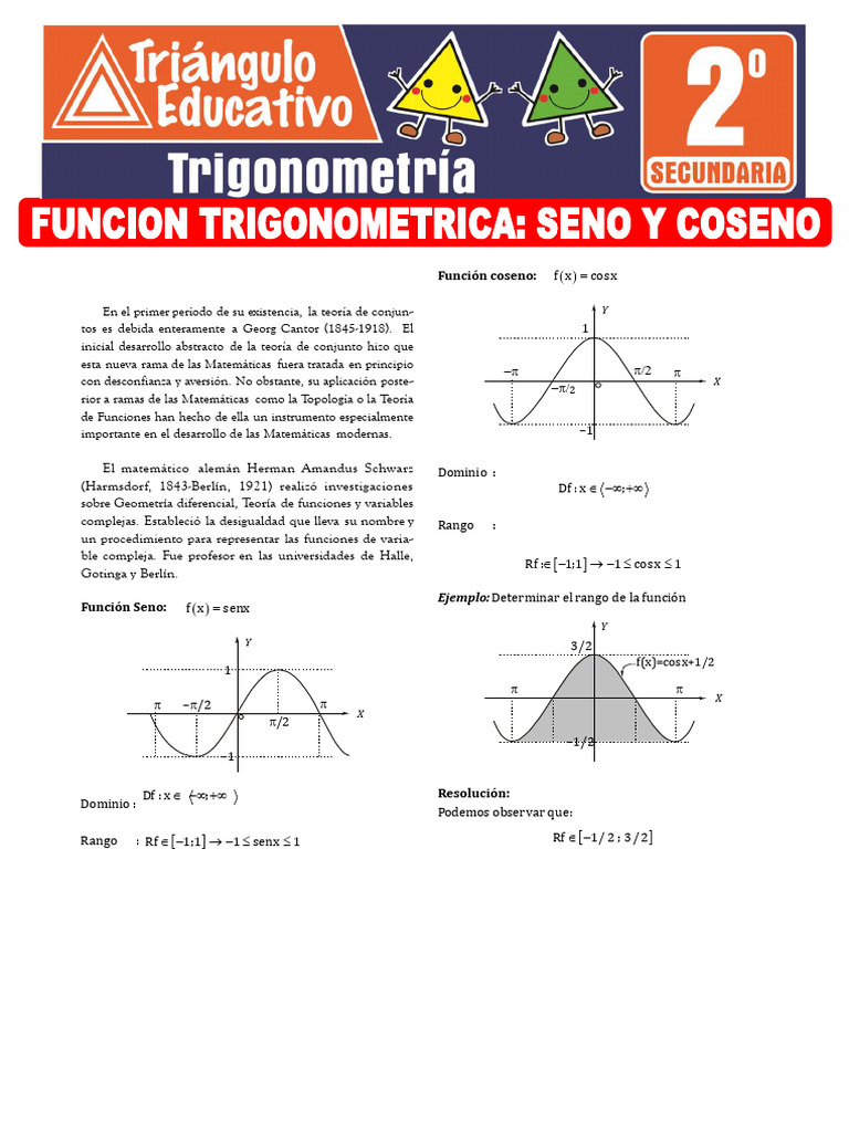 Funcion Trigonometrica Seno y Coseno para Segundo Grado de Secundaria | PDF | Función ...
