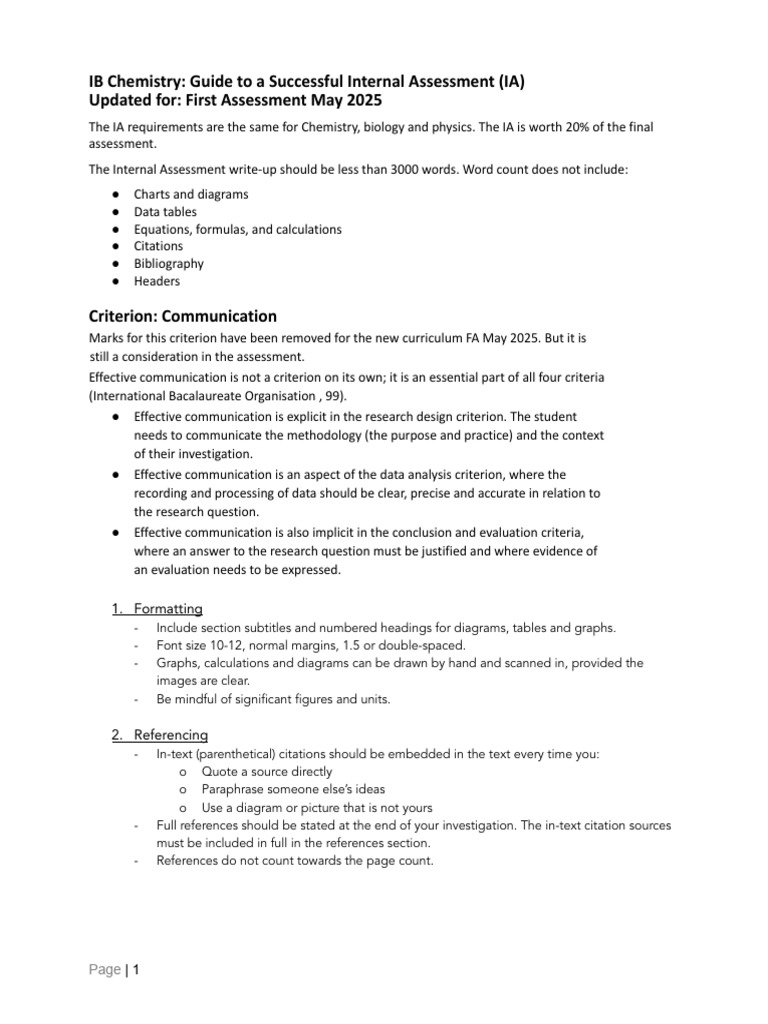 IB Chemistry IA Success Guide | PDF | Observational Error | Hypothesis